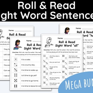 Roll a Sight Word Mega Bundle, Education Printables for Early Learning ...