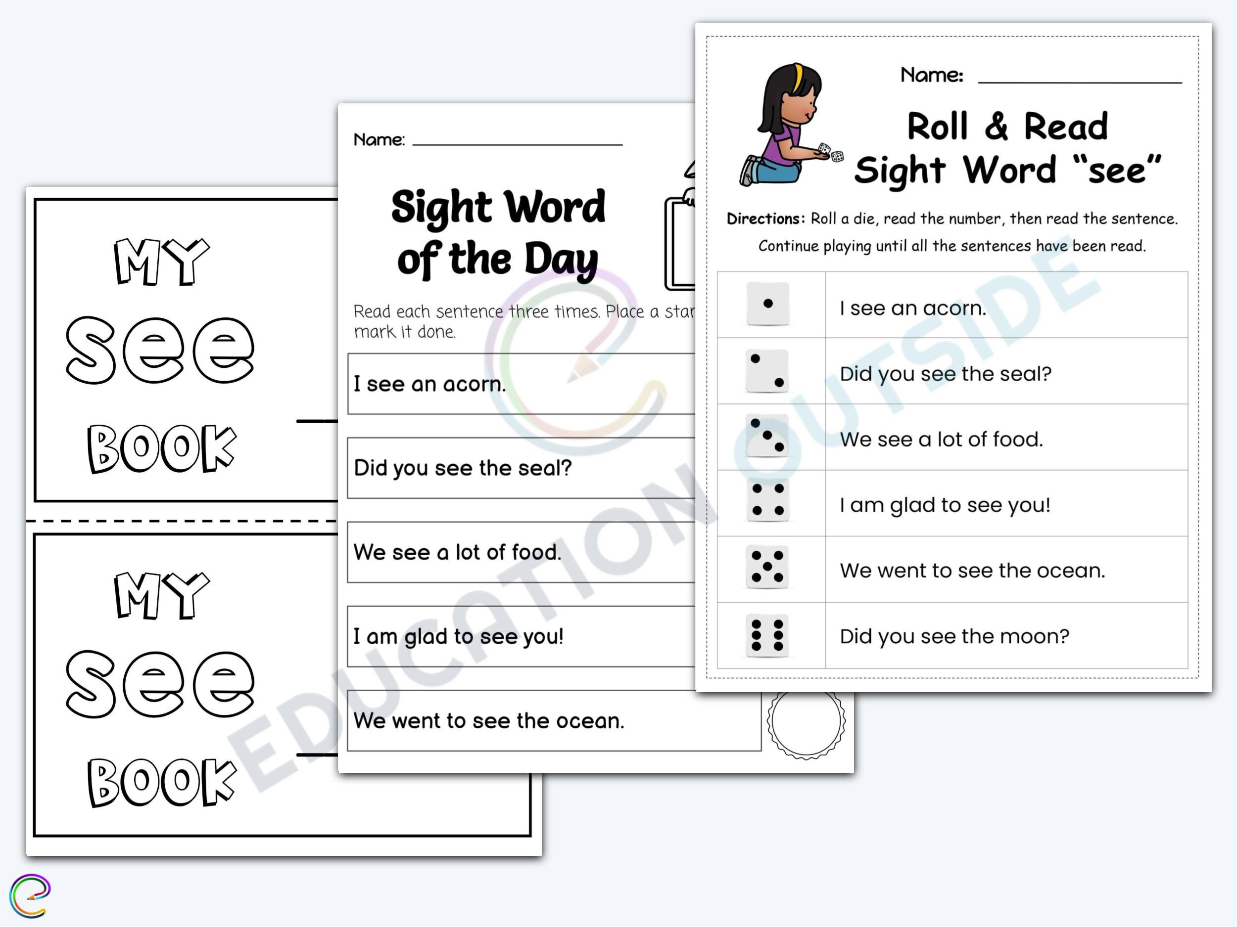 Sight Word Worksheet, See Sight Word, Sight Word Printable, Learning ...