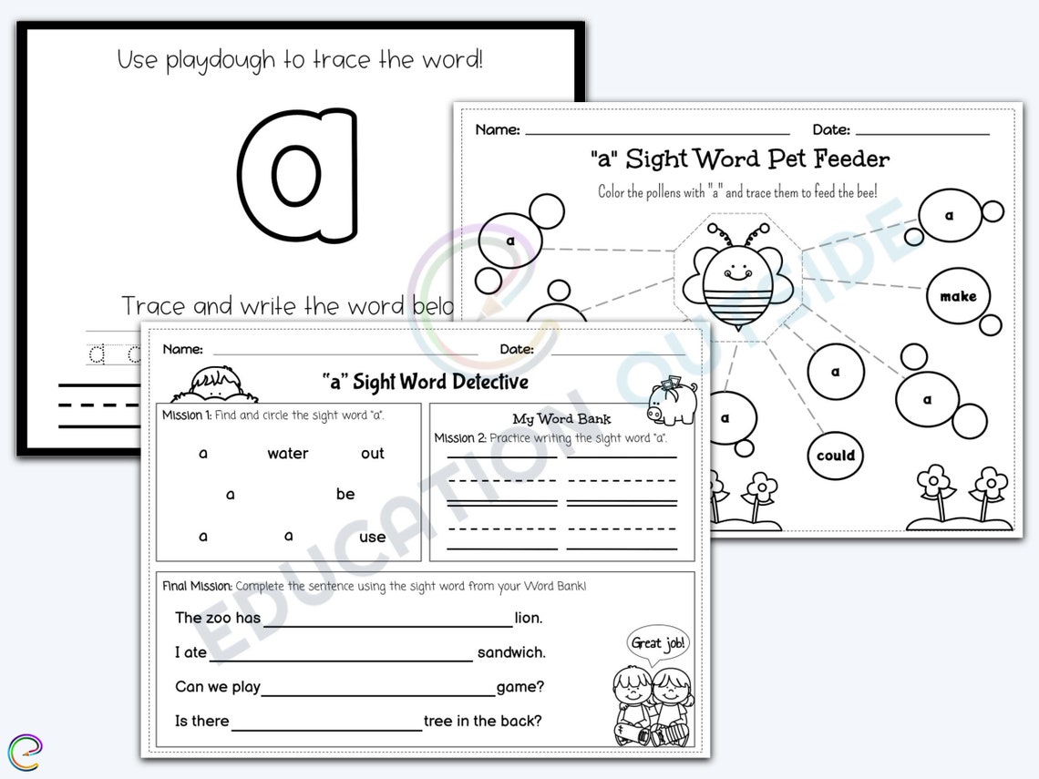 Sight Word Worksheet, a Sight Word, Children Worksheets, Teacher ...