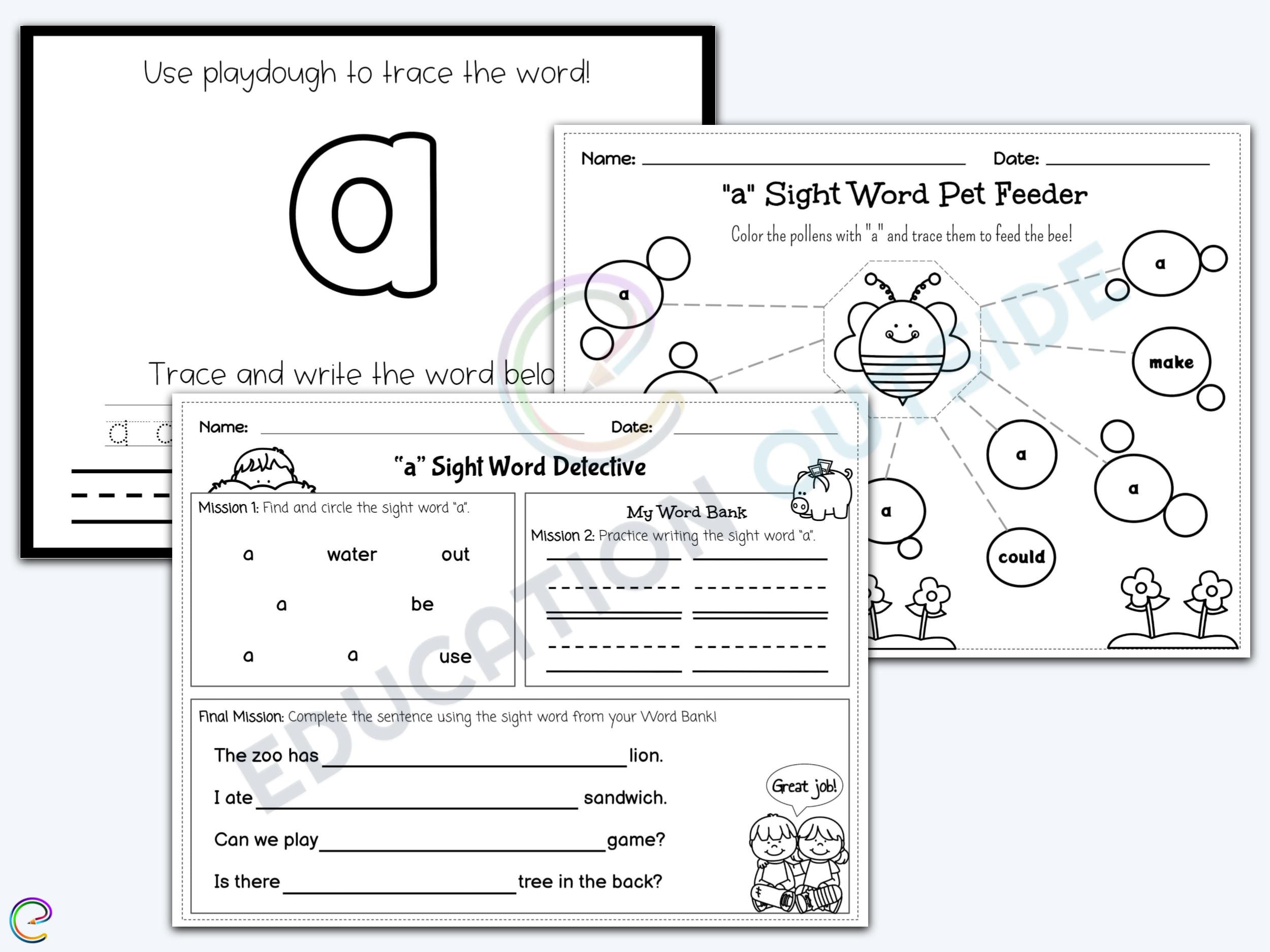 Sight Word Worksheet, a Sight Word, Children Worksheets, Teacher ...
