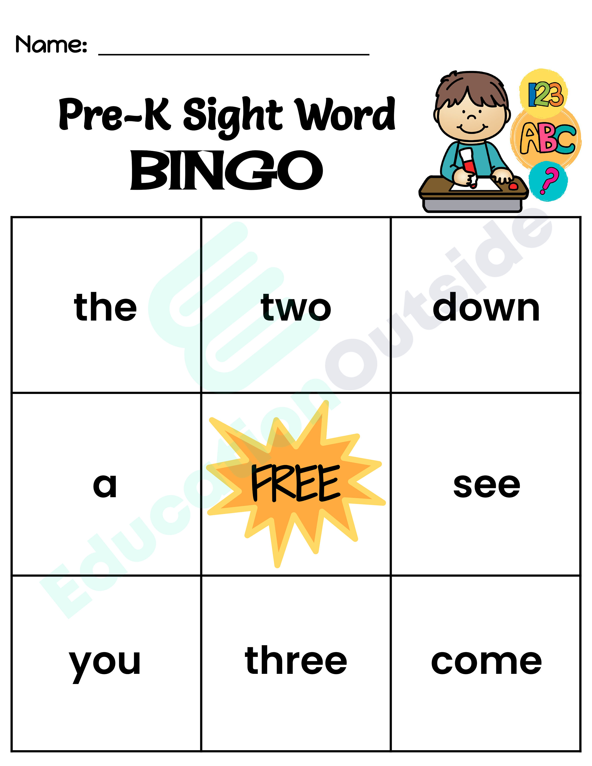 Printable Bingo | Dolch Pre Primer | Preschool Worksheets | Sight Words ...