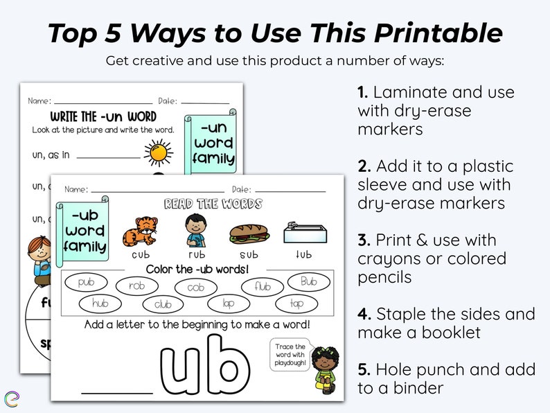 Word Families, Short U, Vowels, 1st Grade Worksheets, Homeschool ...