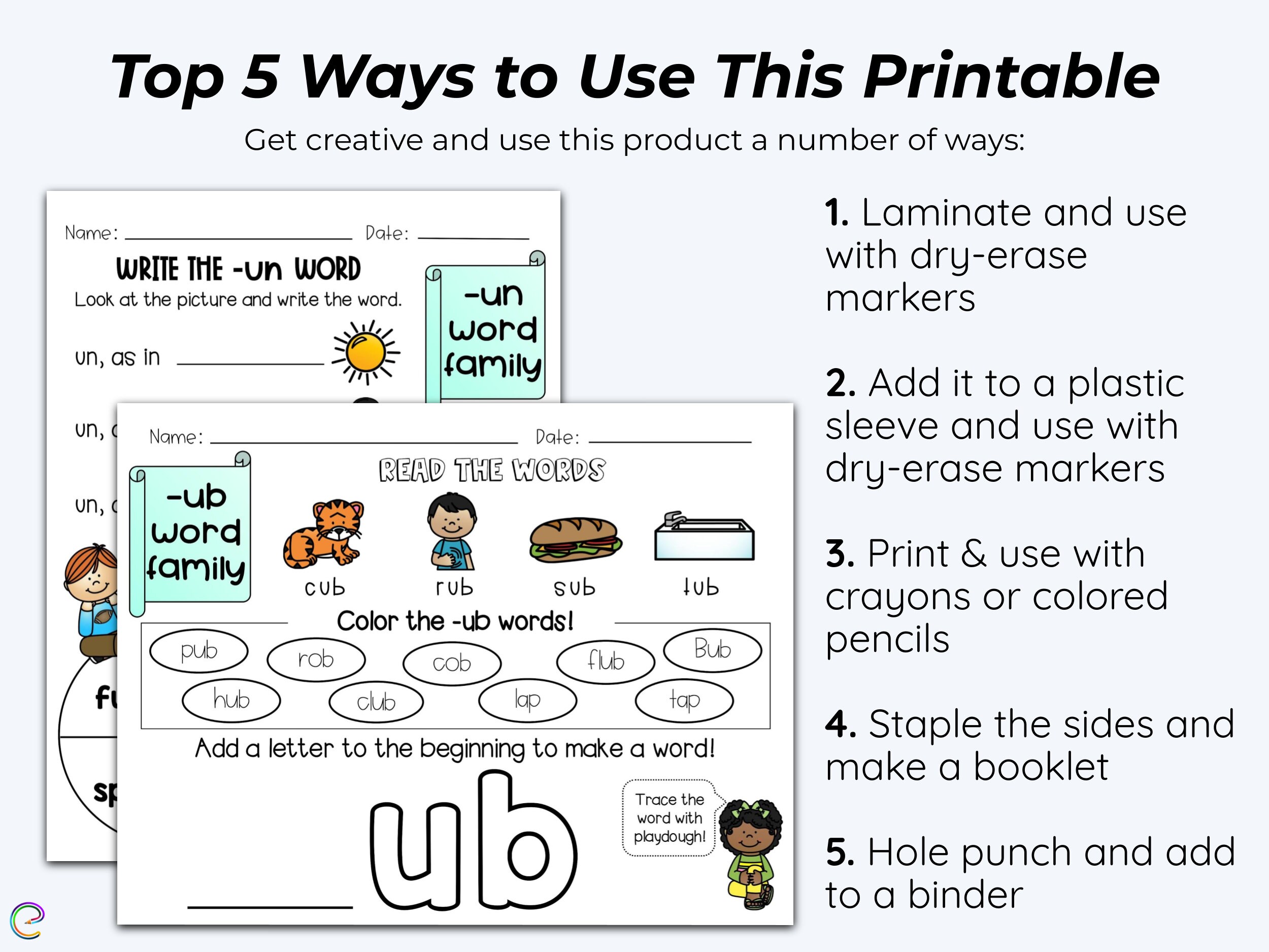 Word Families, Short U, Vowels, 1st Grade Worksheets, Homeschool ...