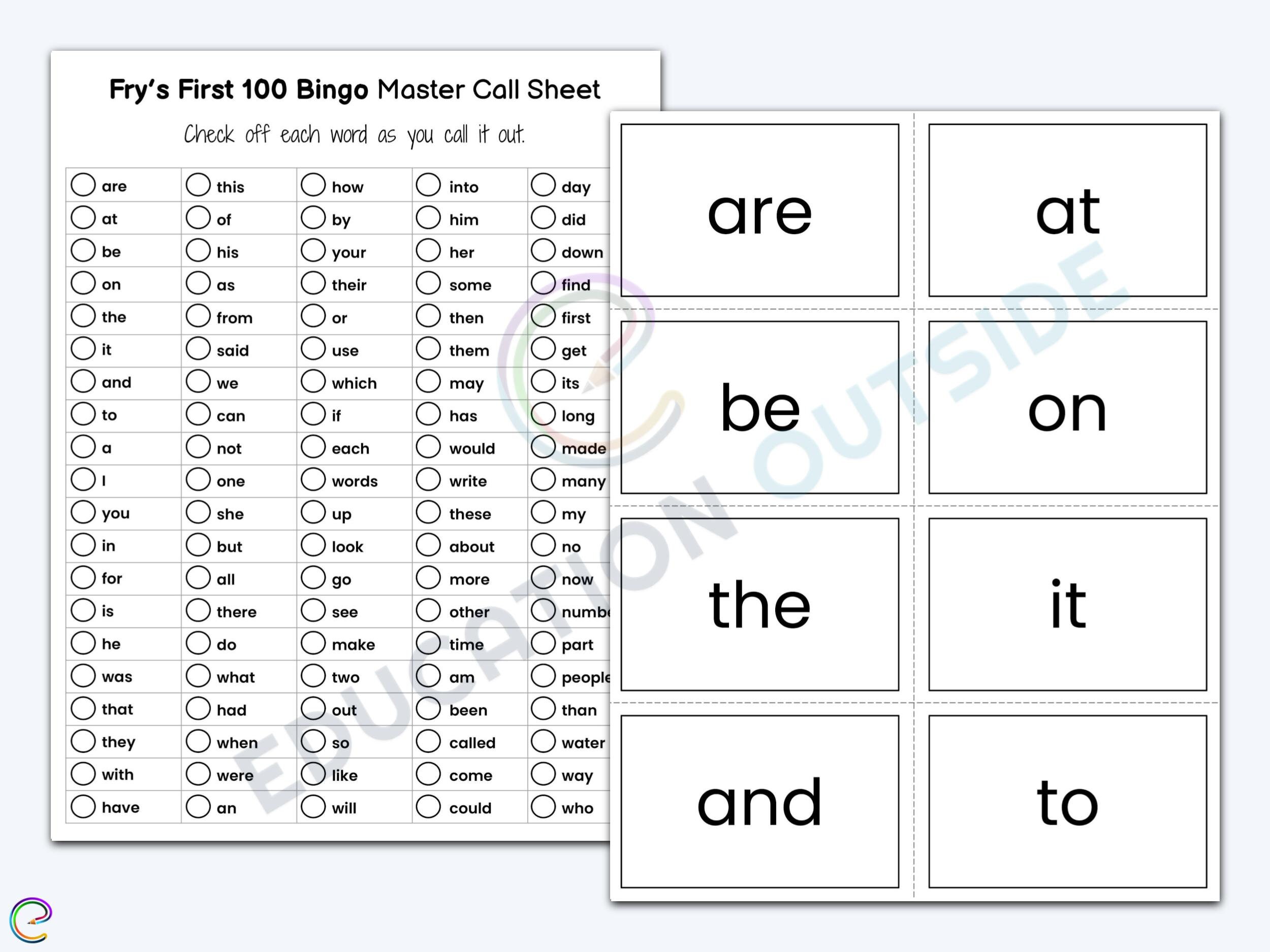 Bingo, Frys Sight Words, 100 Sight Words, Education Printables, First ...