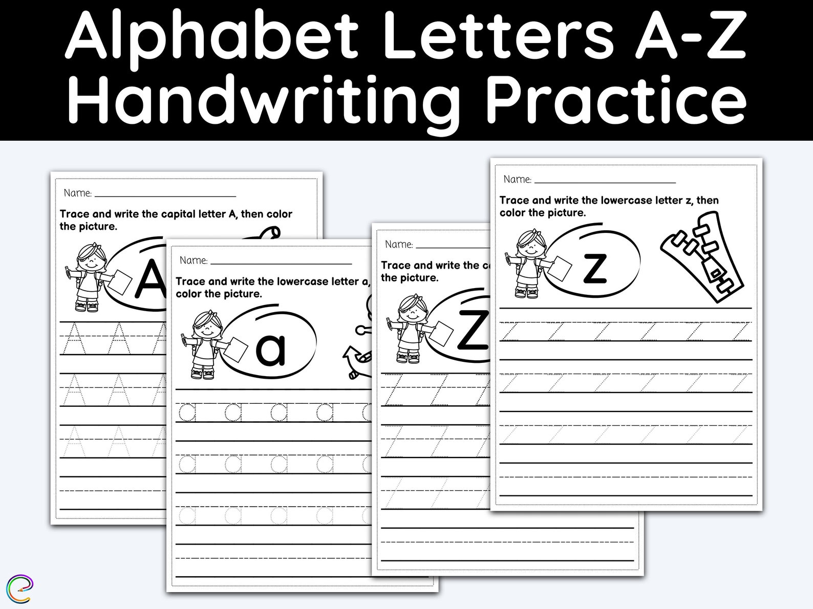 52 Alphabet Handwriting Practice Worksheets, Education Printables ...