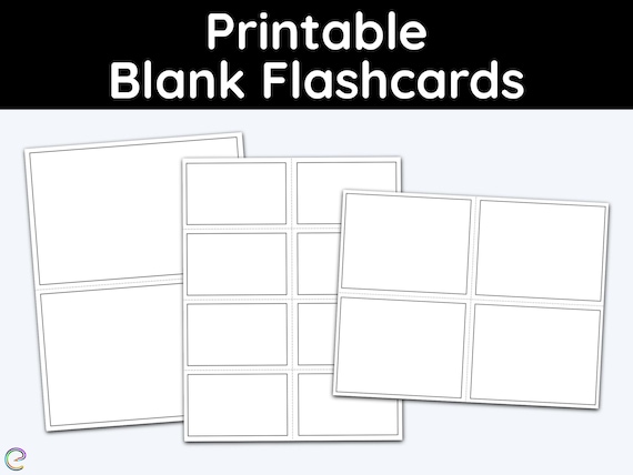 Blank Printable Flash Cards Education Printables Math - Etsy