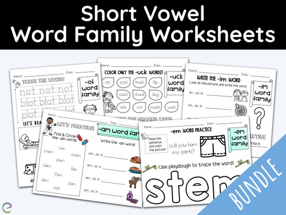 Word Families Short Vowels Vowel Sounds 1st Grade | Etsy