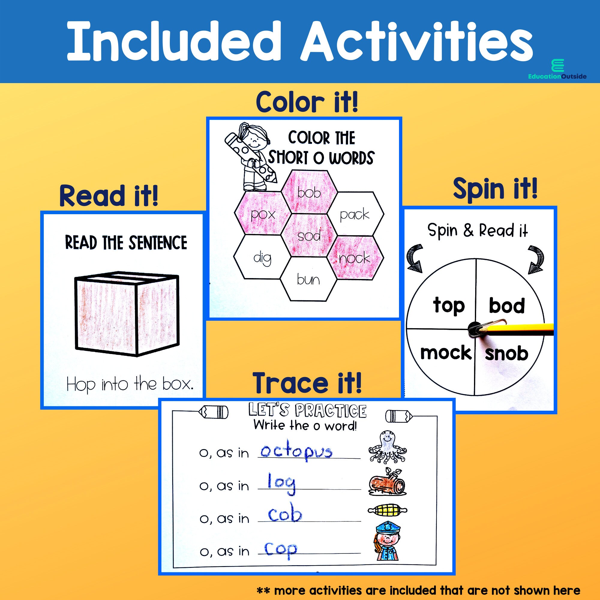 Short O, Short Vowel, CVC Words, Children Worksheets, Reading Printable ...