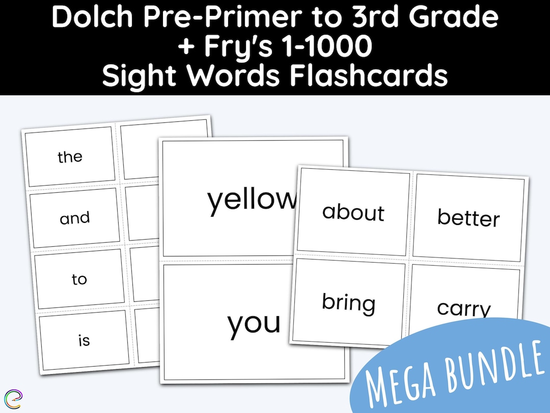 Dolch | Sight Word Flashcards | Mega Bundle | Kindergarten | 1st Grade ...