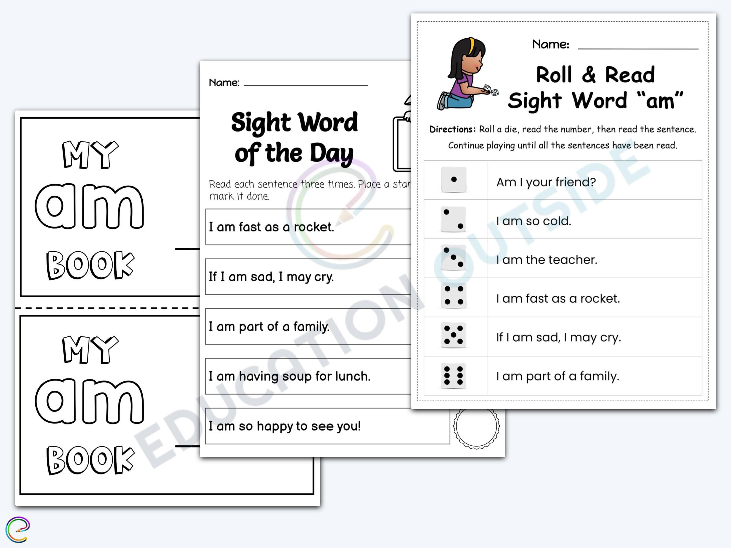 Sight Word Am, 1st Grade Worksheets, Home Schooling, Kindergarten ...
