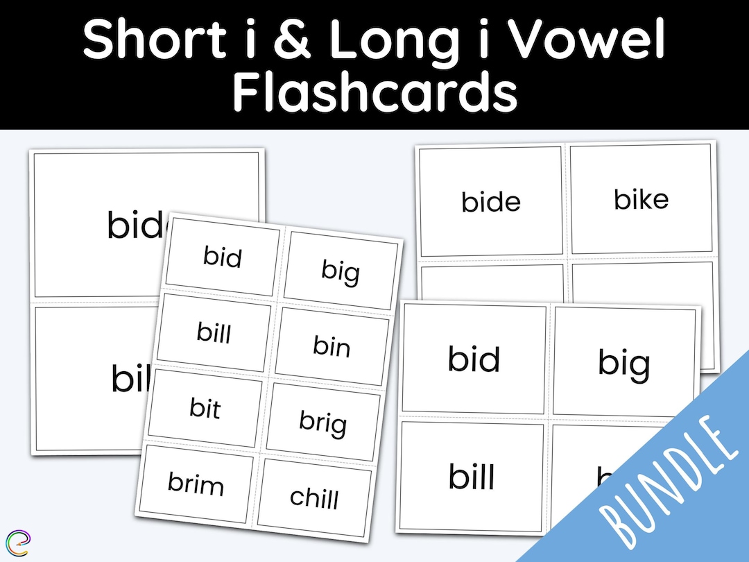 Vowel Sounds, Printable Flashcards, Long I, Short I, Mega Bundle, Home ...
