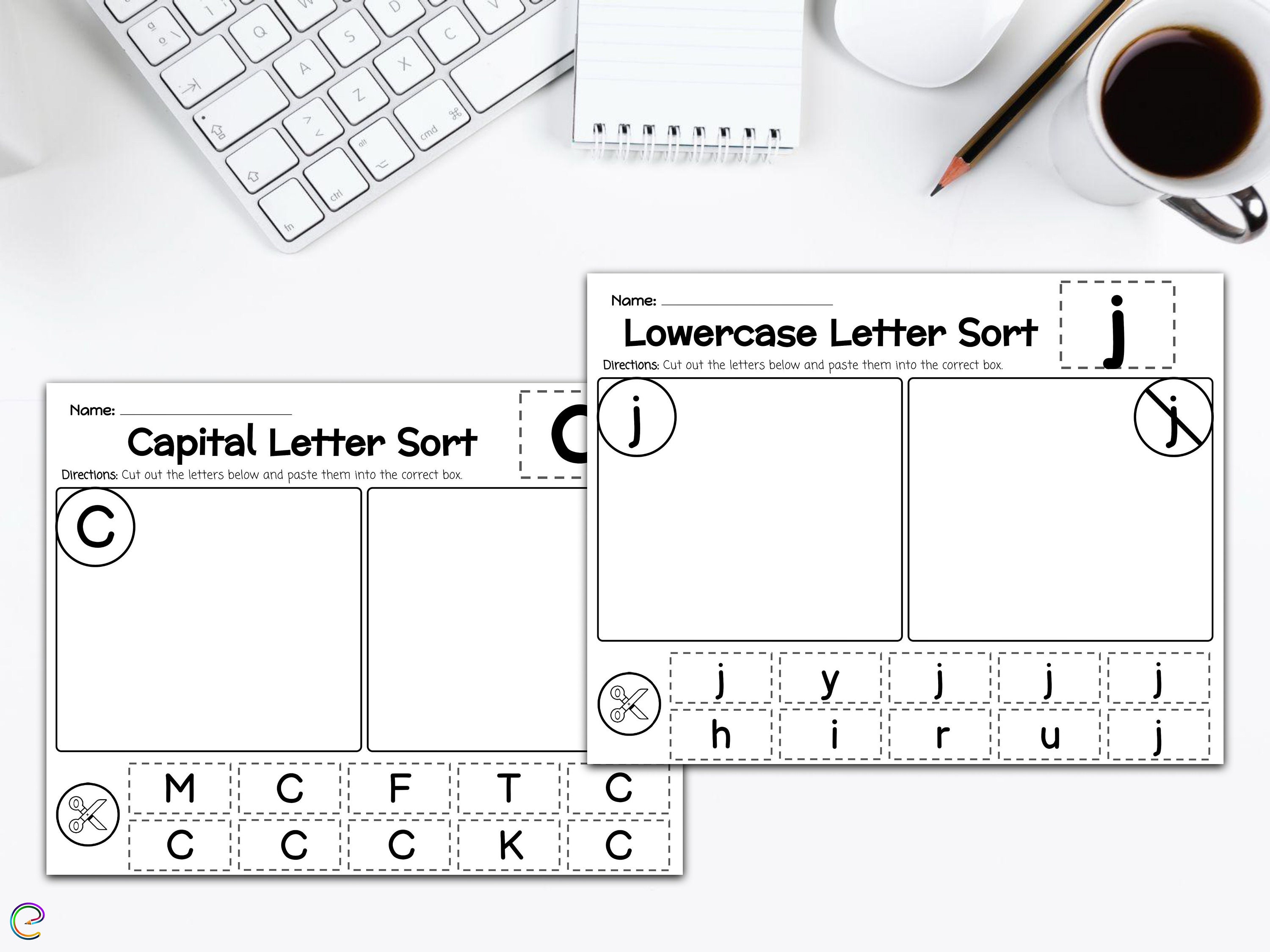 52 Cut Sort Paste Alphabet Worksheets, Activity Sheets, Daycare ...
