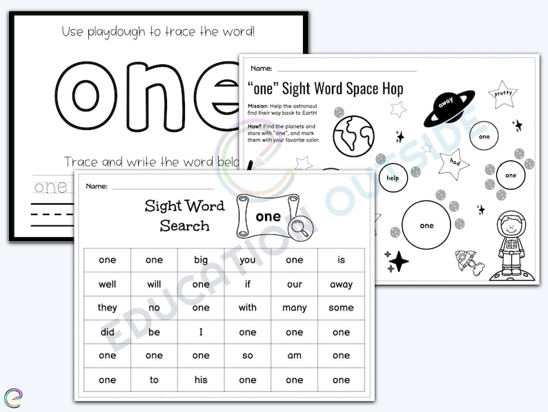 Sight Word One, Sight Word Printable, Learning Activities, First Grade ...