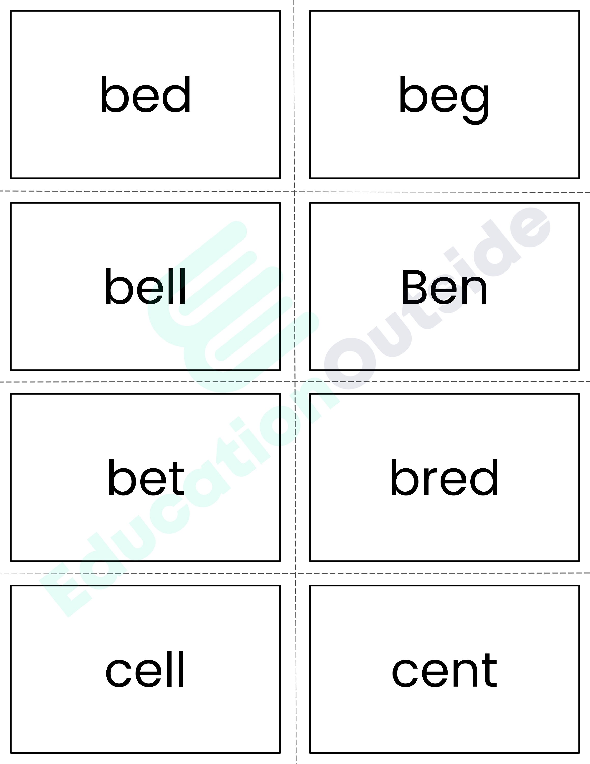 Short E, Flash Cards, Vowel Sounds, Phonics, 1st Grade, Kindergarten ...