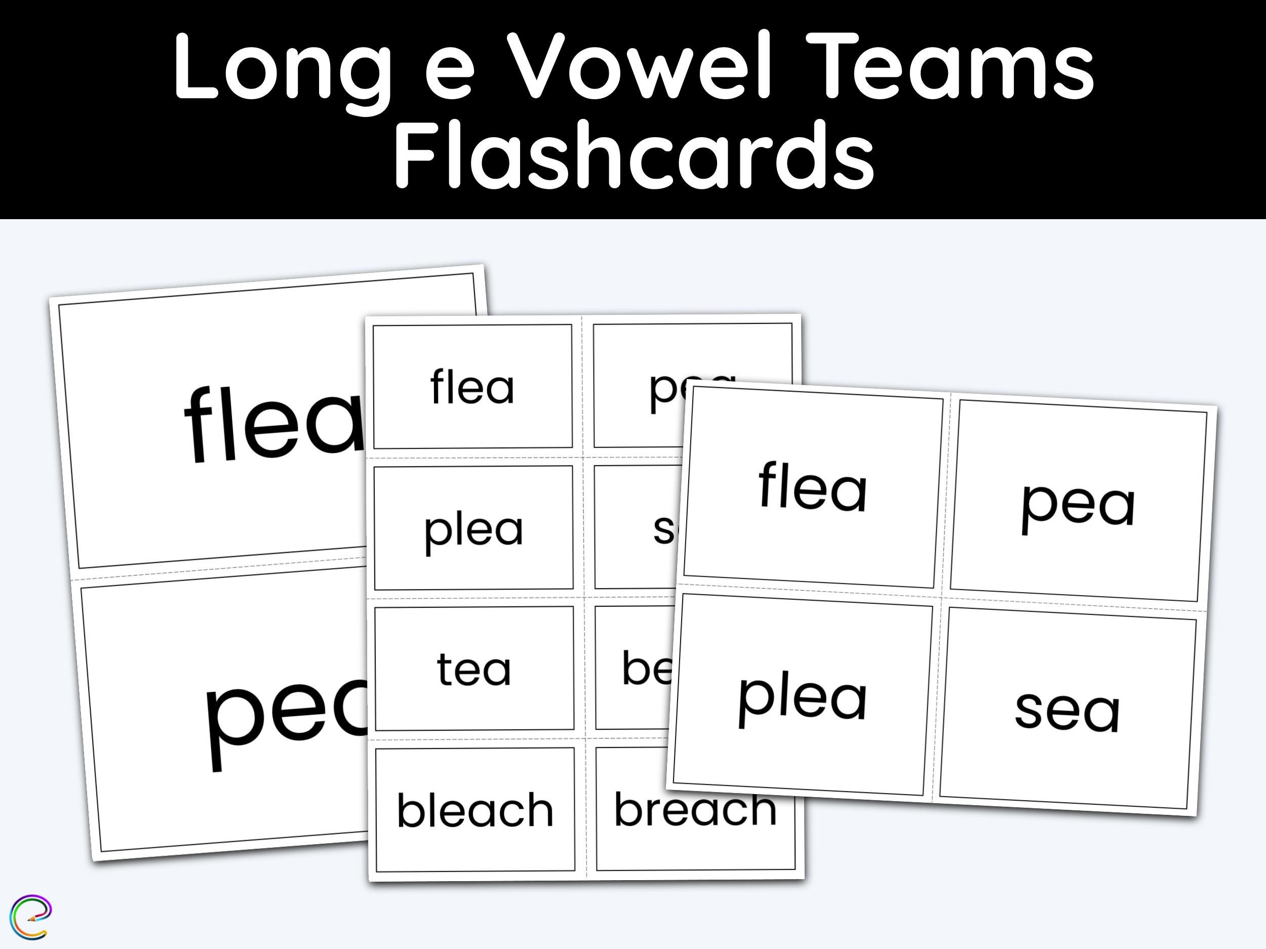 Long E, Vowel Teams, Flashcards, Phonics, Teacher Resources, Education ...