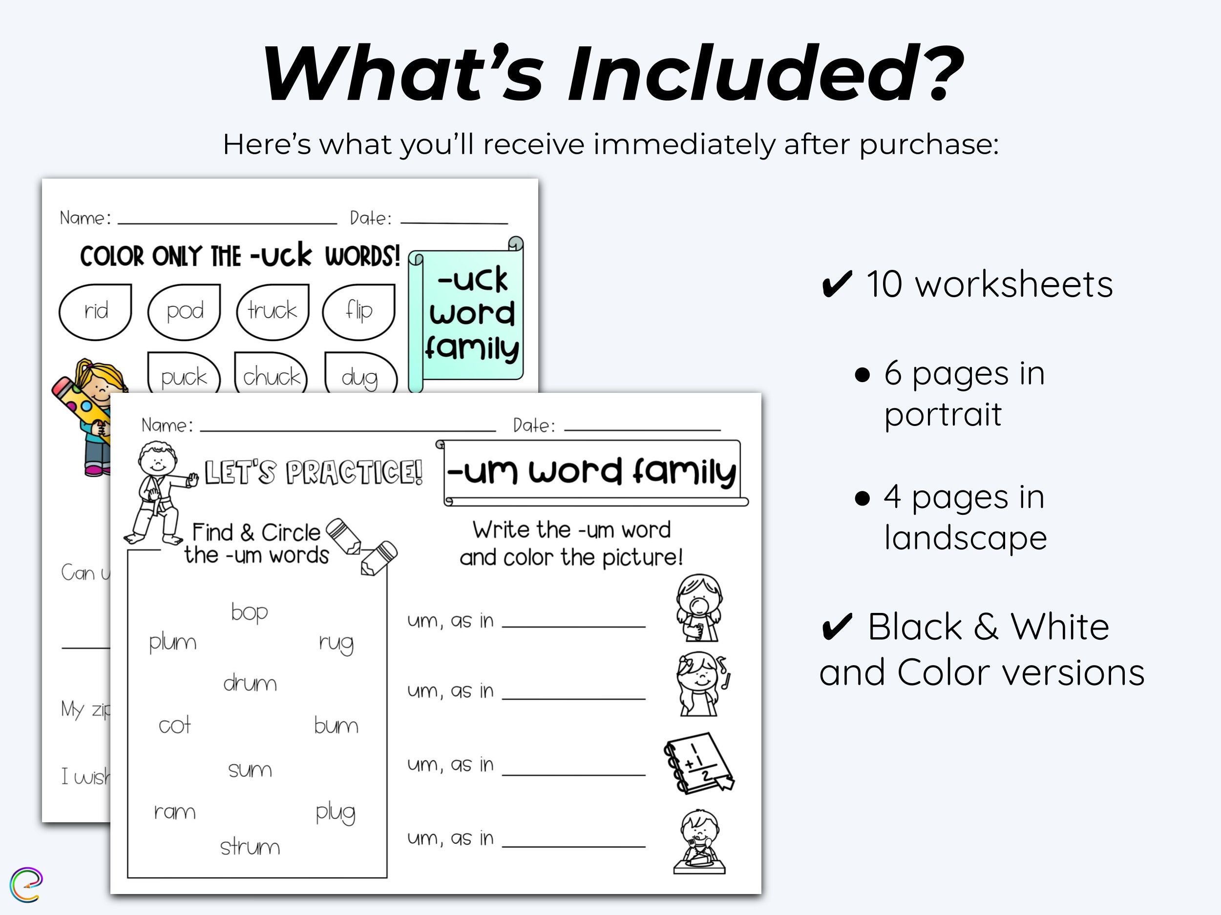 Word Families, Short U, Vowels, 1st Grade Worksheets, Homeschool ...