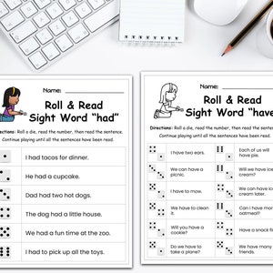 Roll a Sight Word Mega Bundle, Education Printables for Early Learning ...