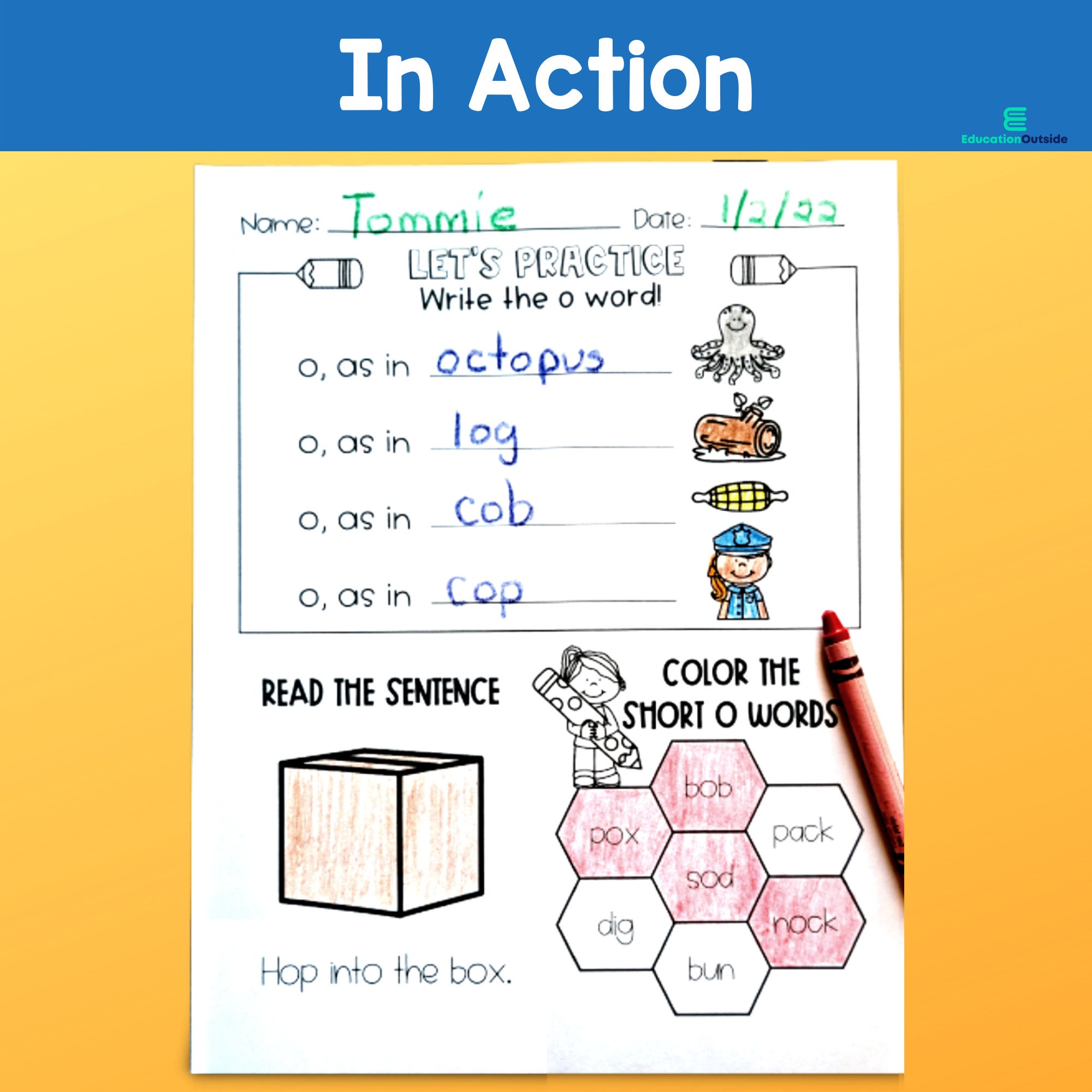 Short O, Short Vowel, CVC Words, Children Worksheets, Reading Printable ...