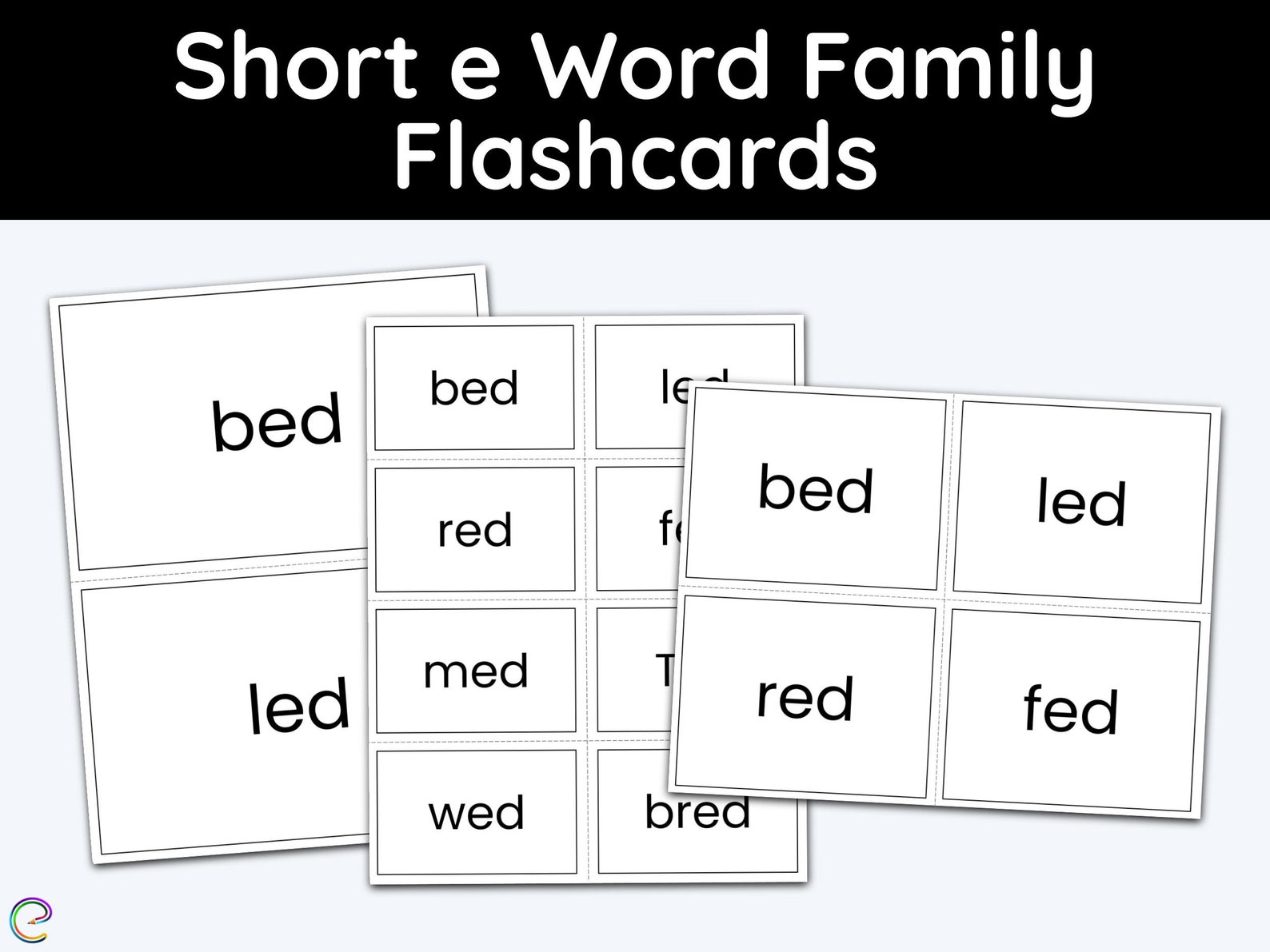 Short E, Flashcards Printable, Word Families, Kindergarten, Preschool ...