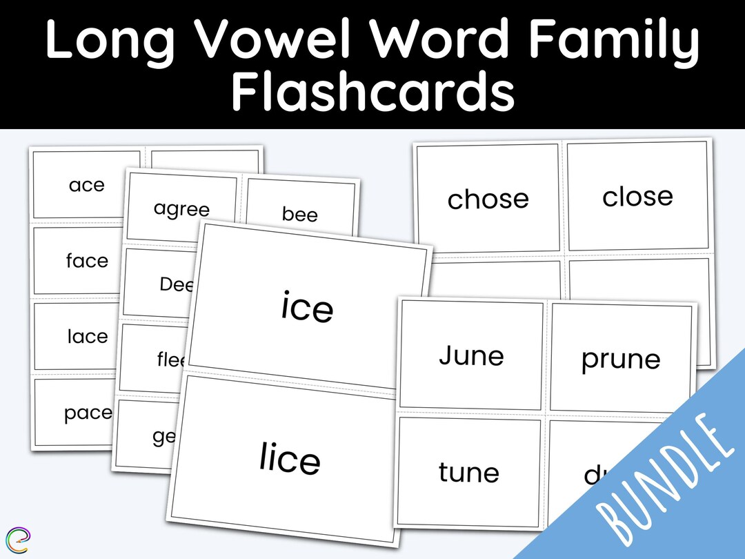 Word Families, Long Vowels, Flash Cards, Second Grade, 1st Grade, Vowel ...