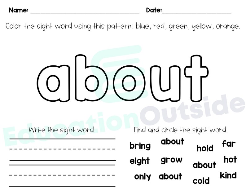 3rd Grade | Coloring Worksheets | Dolch Sight Words | Coloring Pages ...