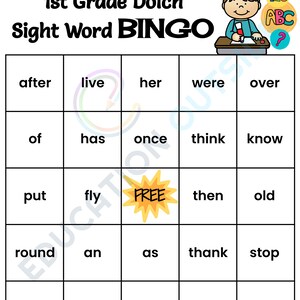 1st Grade Worksheets | Bingo | Dolch Sight Words | Homeschool Printable ...