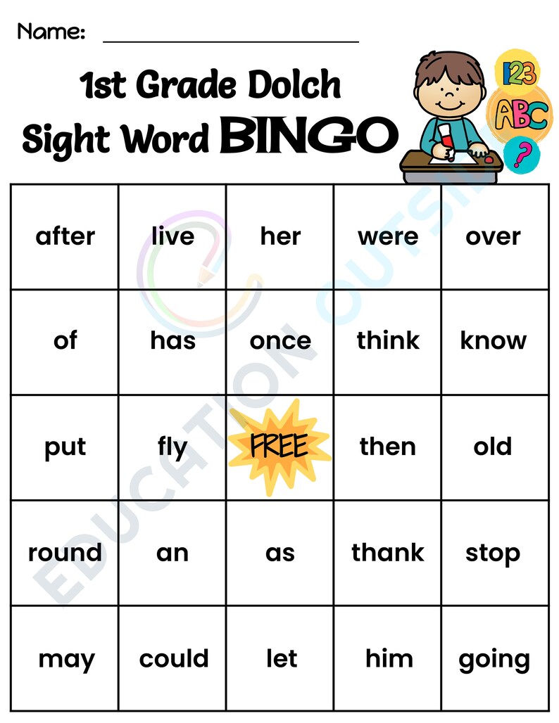 1st Grade Worksheets | Bingo | Dolch Sight Words | Homeschool Printable ...