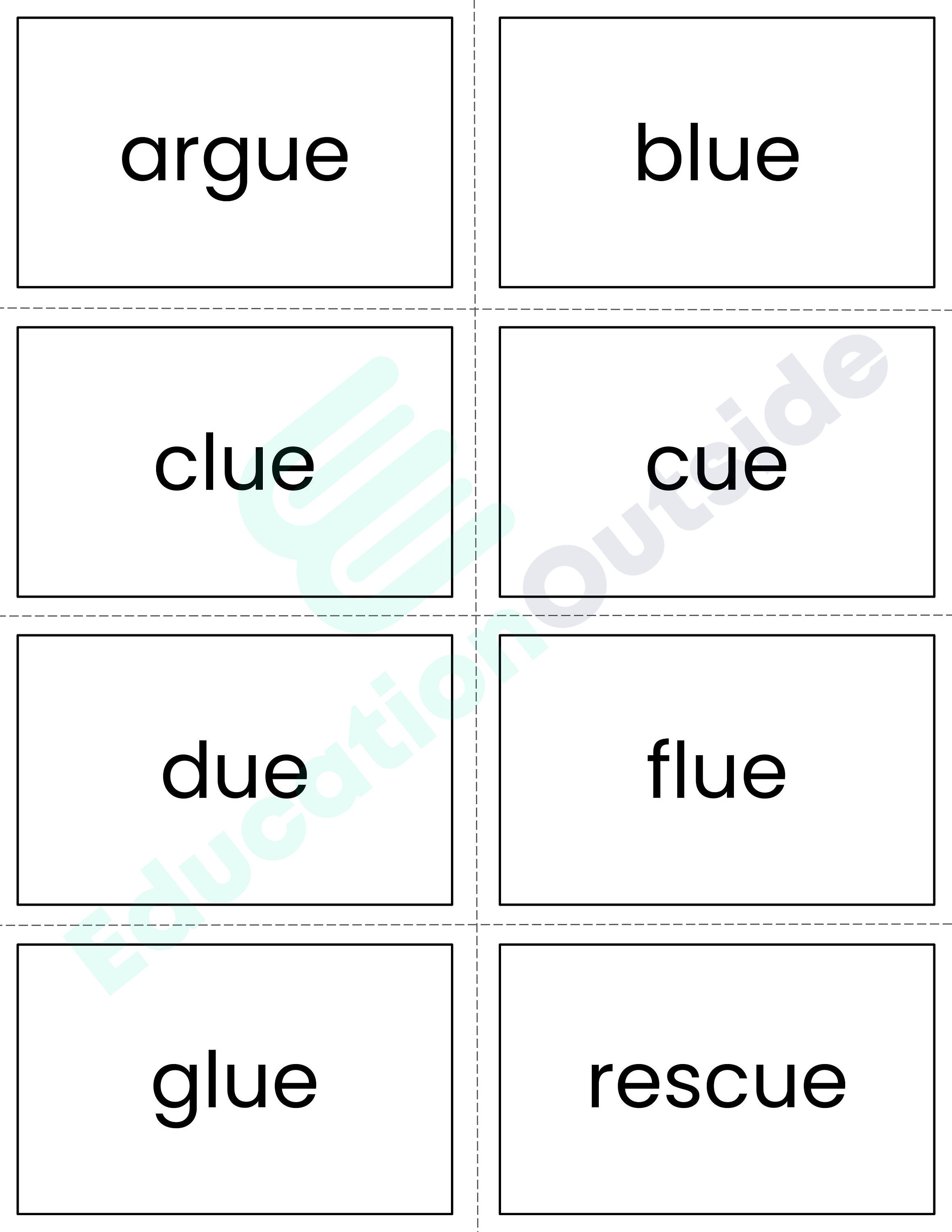 Long U, Flashcards Printable, Word Families, Learning Materials, Vowel ...