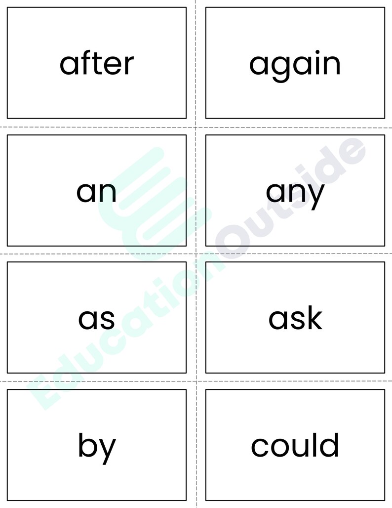 First Grade Sight Words Dolch Printable Flash Cards Homeschool ...