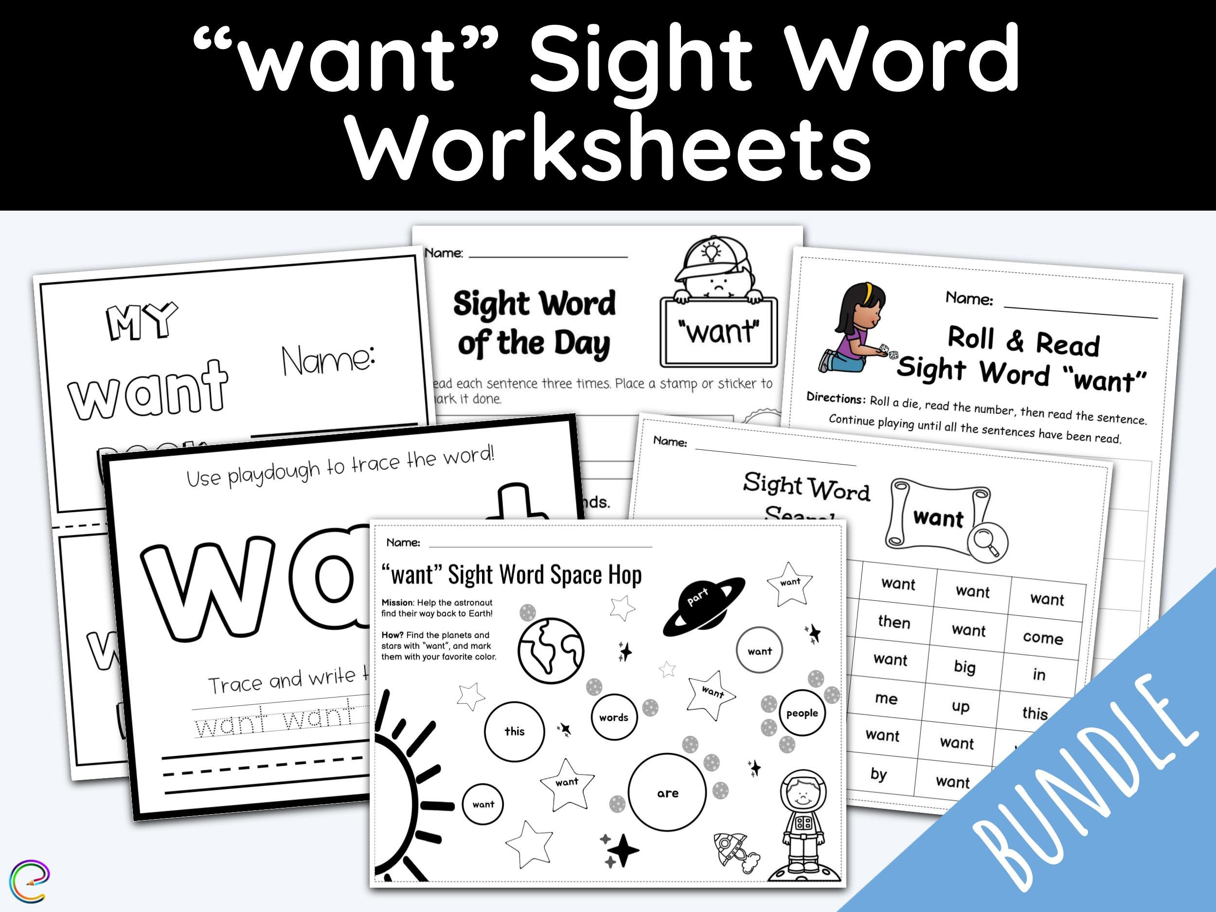 Sight Word Worksheet, Want Sight Word, Sight Word Printable, Learning ...