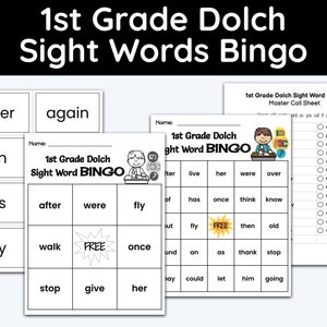 1st Grade Worksheets | Bingo | Dolch Sight Words | Homeschool Printable ...
