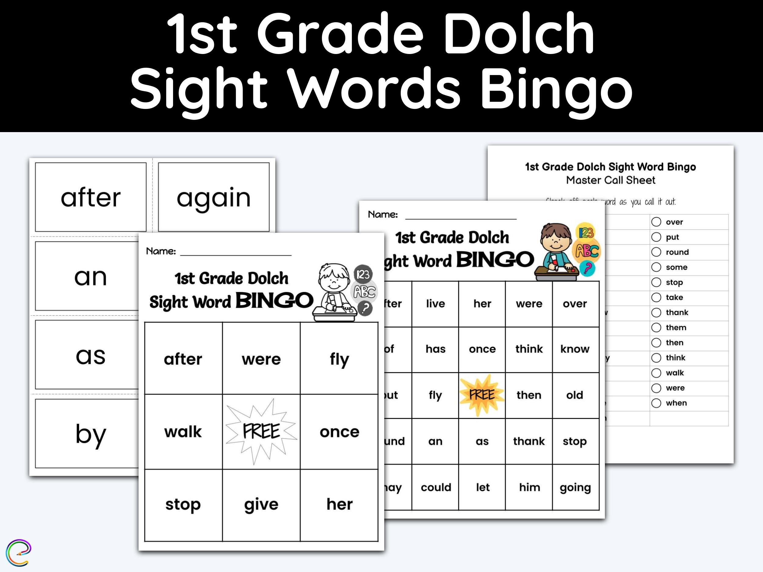 1st Grade Worksheets Bingo Dolch Sight Words Homeschool Printable Sight ...