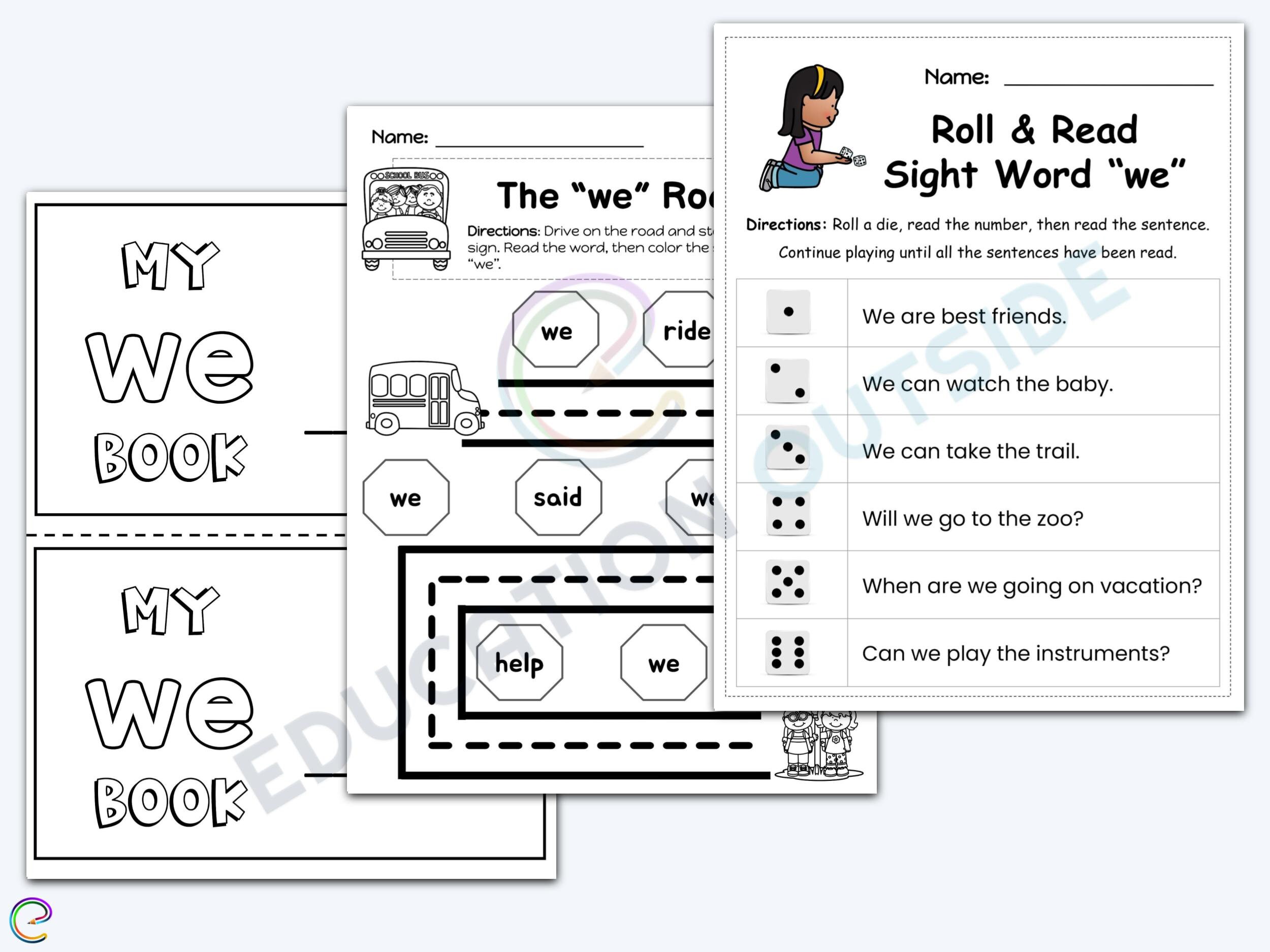 Sight Word Worksheet, We Sight Word, Sight Word Printable, Learning ...