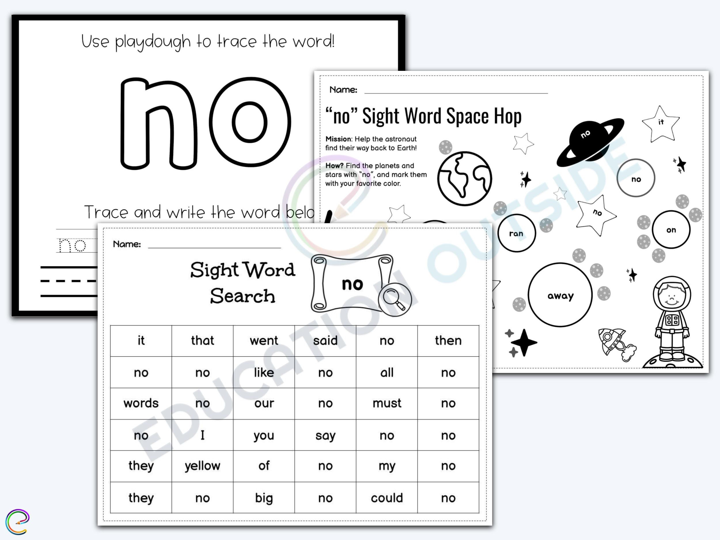 Sight Words, Sight Word No, Children Worksheets, Kindergarten, 1st ...