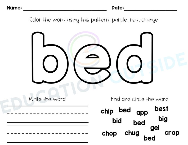 Vowel Sounds Coloring Worksheets Short Vowel Short E | Etsy