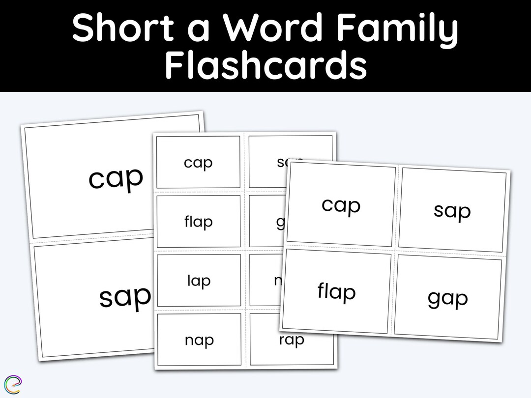 Short A, Word Families, Flashcards, Short Vowels, Homeschool Printable ...
