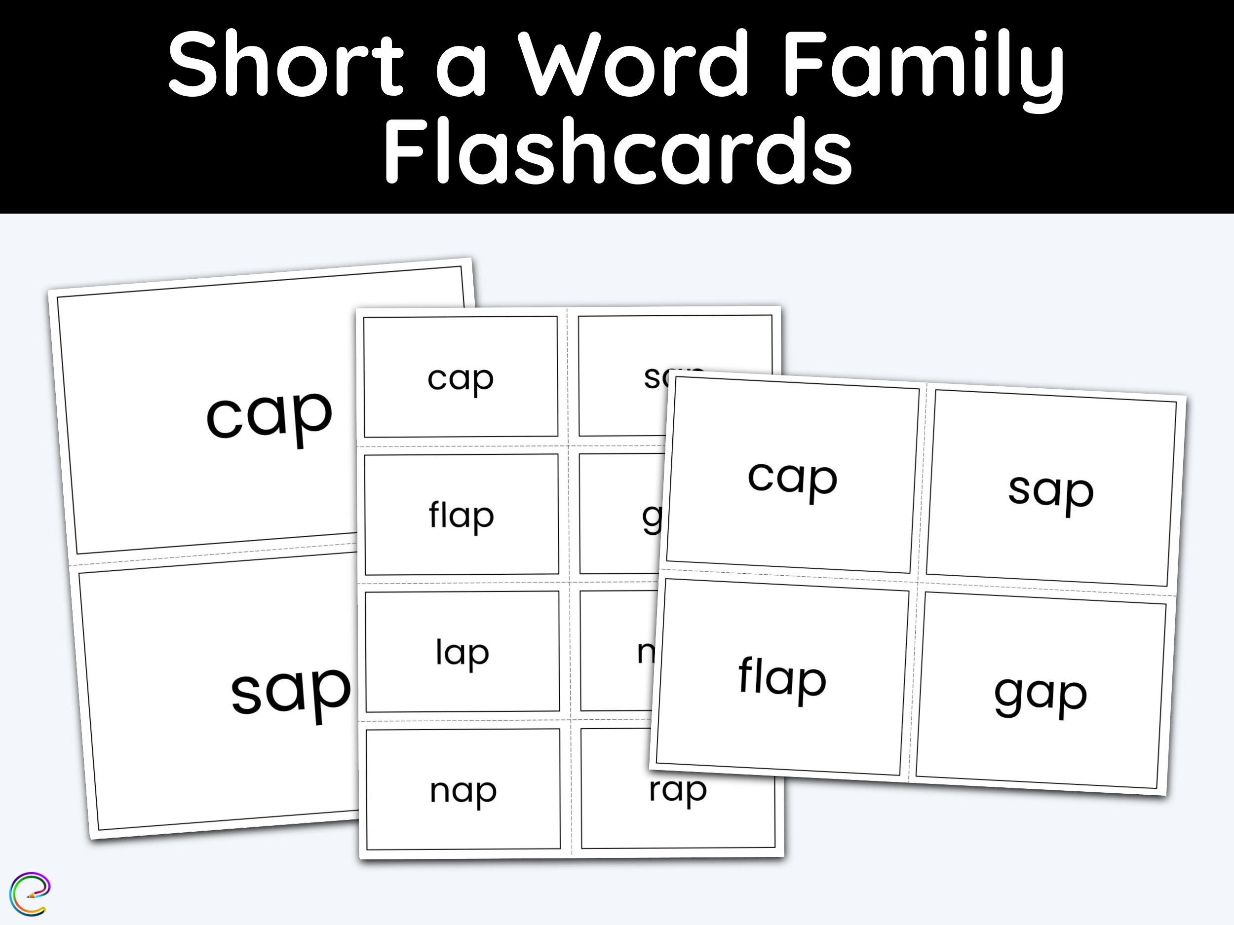 Short A, Word Families, Flashcards, Short Vowels, Homeschool Printable ...