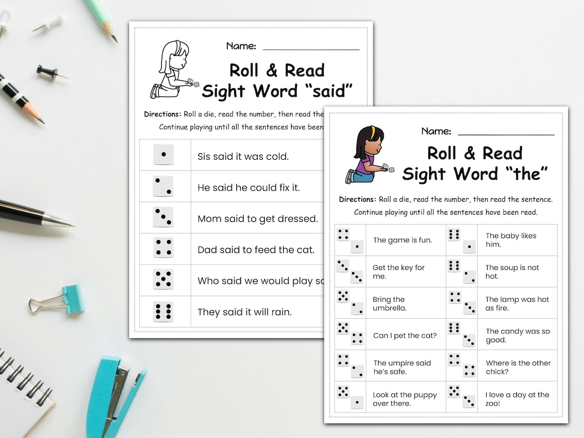 Roll a Sight Word Mega Bundle Education Printables for Early - Etsy