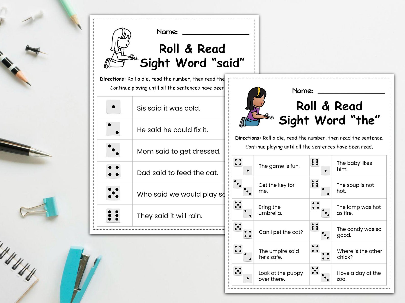 Roll a Sight Word Mega Bundle, Education Printables for Early Learning ...