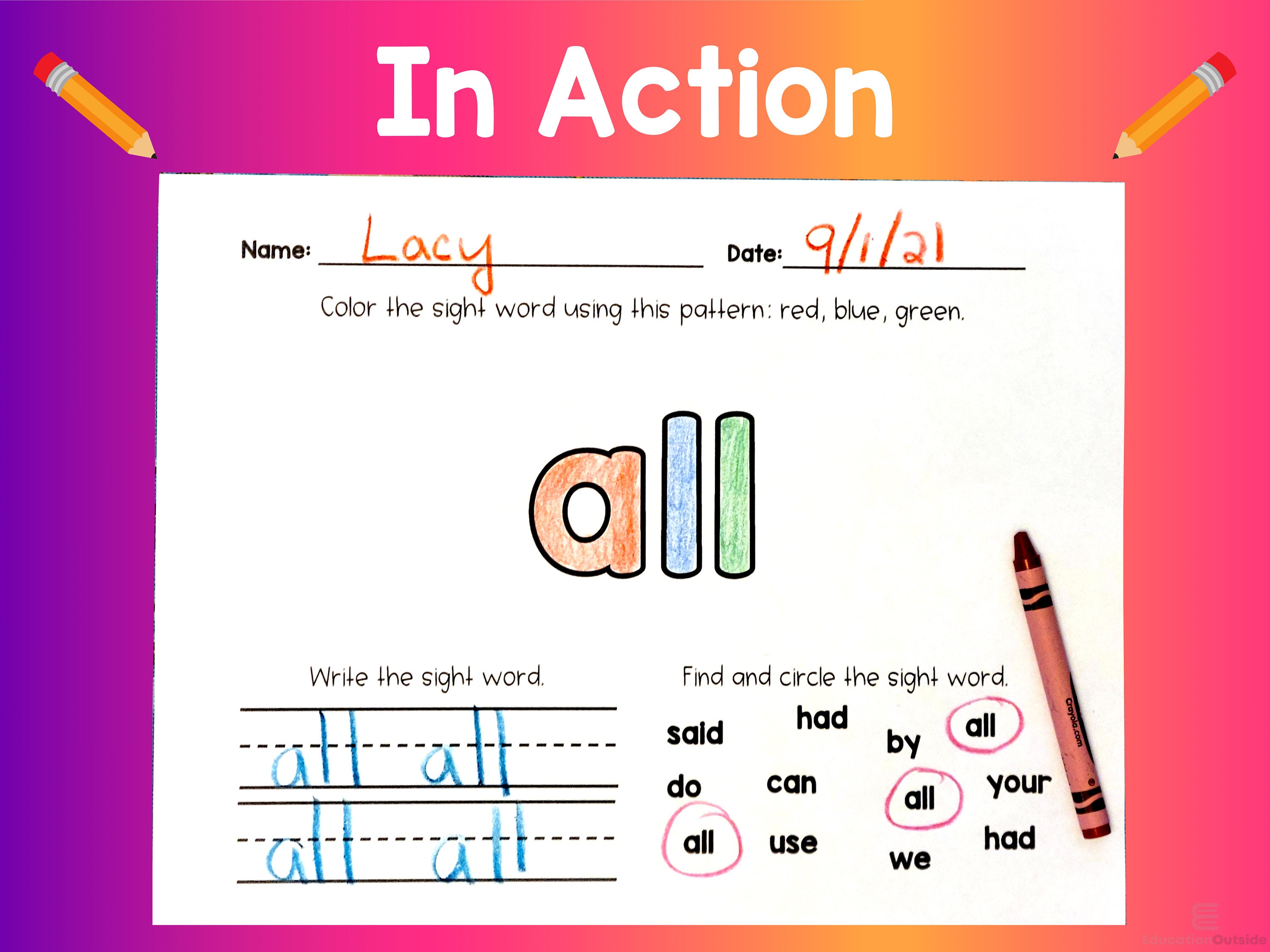 250 PAGES Frys 26-50 Sight Words Mega Bundle Coloring Worksheets ...