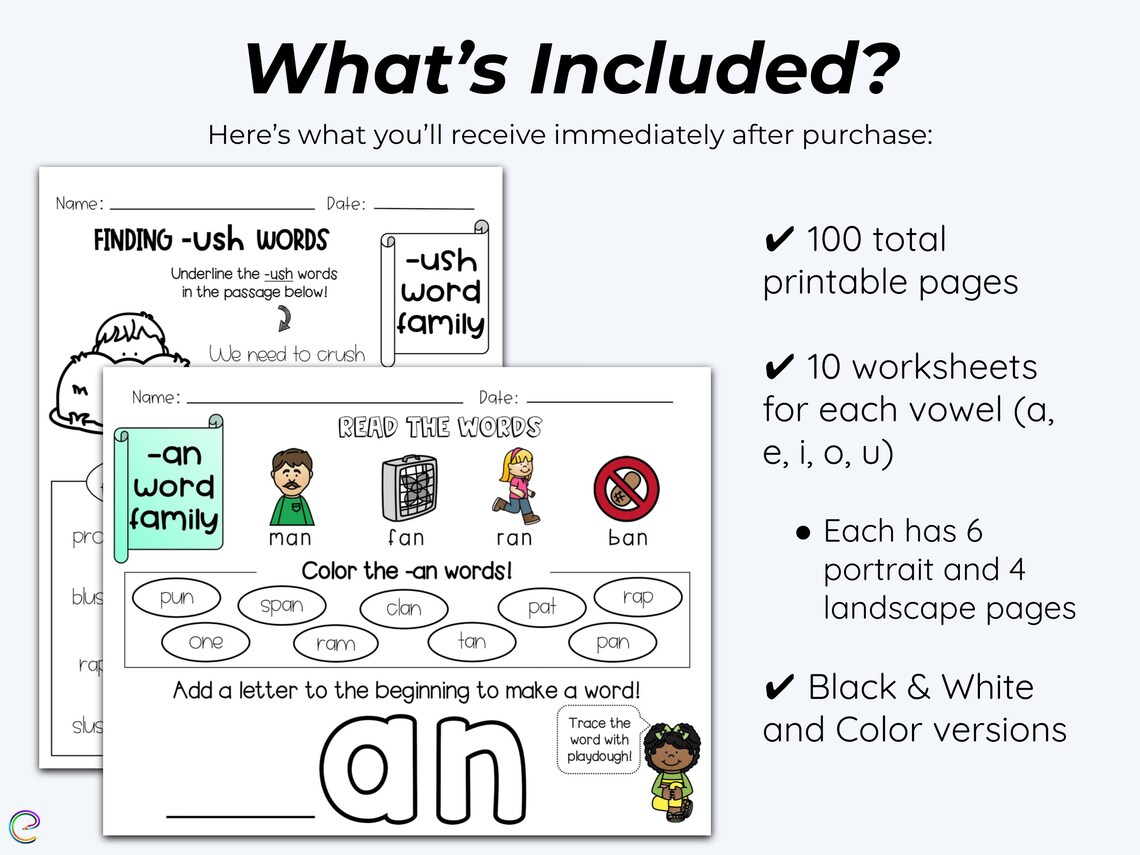 Word Families Short Vowels Vowel Sounds 1st Grade - Etsy