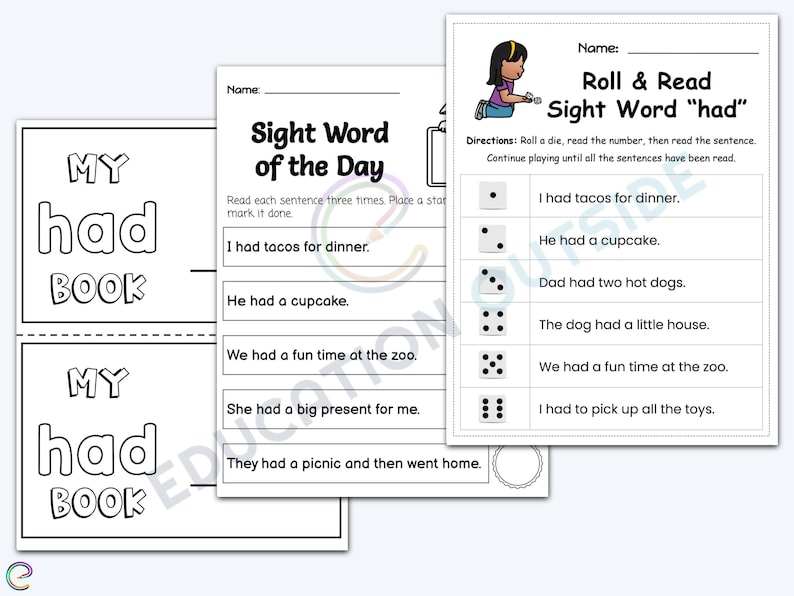 Sight Word Worksheet, Printables, Sight Word Had, 1st Grade ...