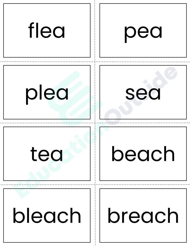 Long E Vowel Teams Flashcards Phonics Teacher Resources - Etsy