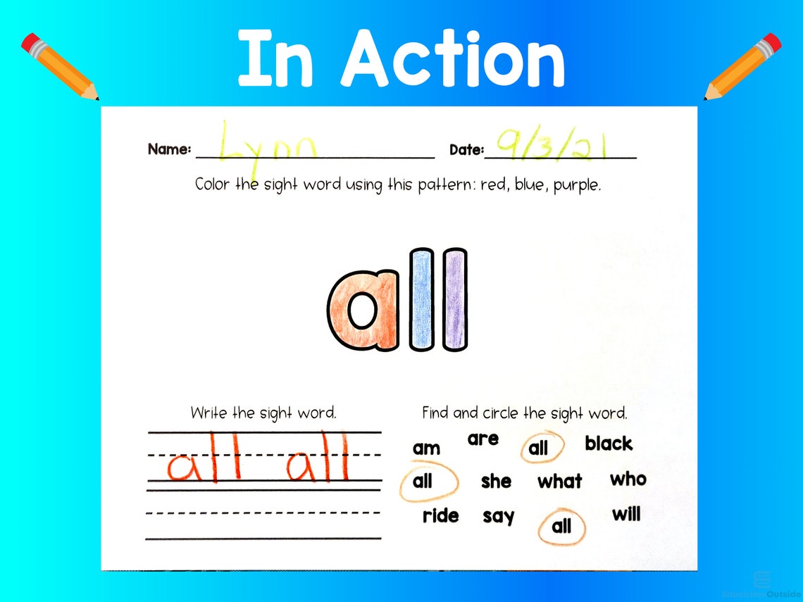 52 PAGES Dolch Sight Words Coloring Worksheets Homeschool Printable ...