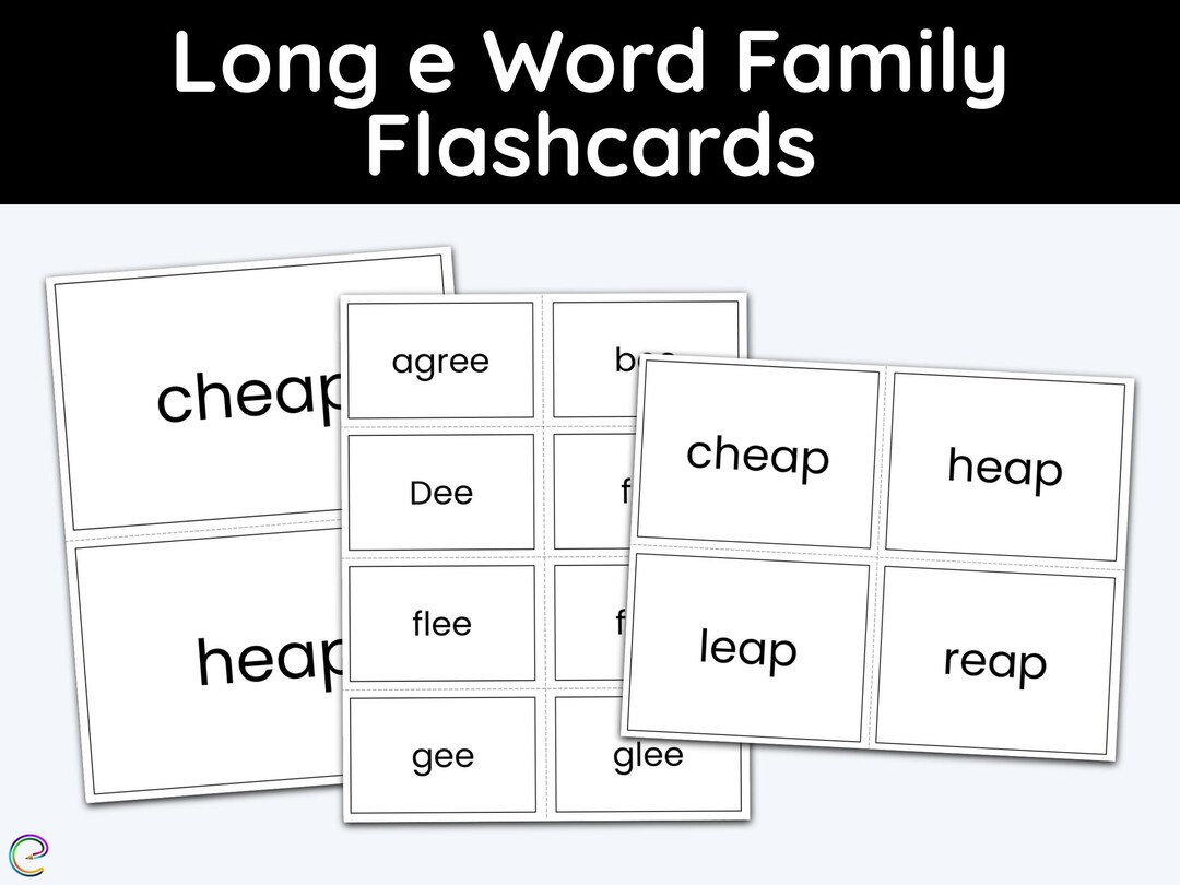 Long E, Word Families, Flash Cards, Vowel Sounds, Flashcards Printable ...