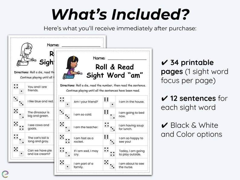 Roll a Sight Word Kids Worksheet Activity, Teacher Resources Education ...