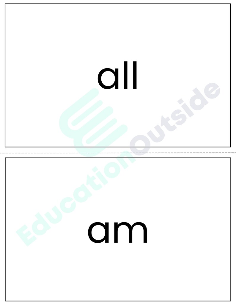 Kindergarten Dolch Sight Word Flashcards Education Printables Early ...