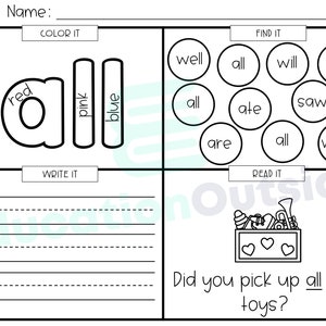 Preschool Worksheets | Dolch Sight Words | Activity Mat | Activity ...
