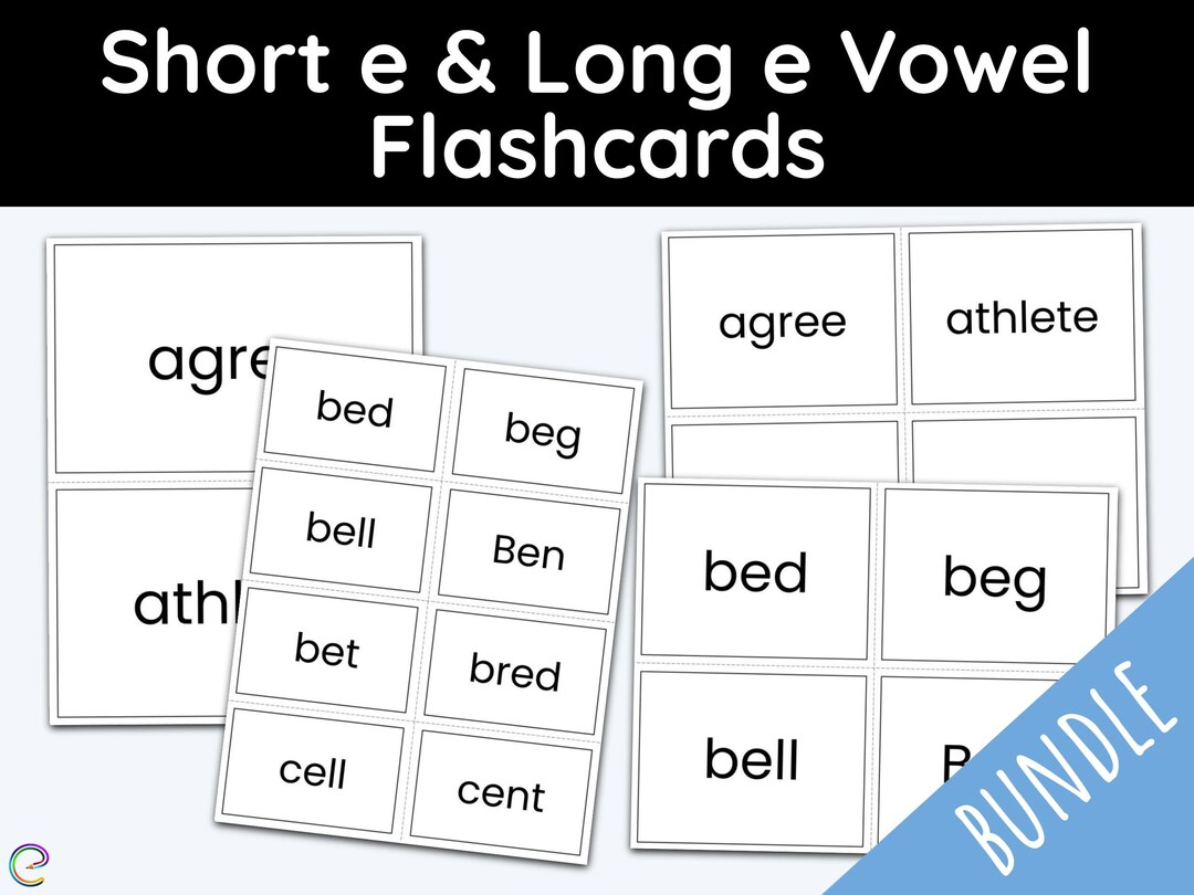 Flashcards Printable, Vowels, Short E, Long E, Education Printables ...