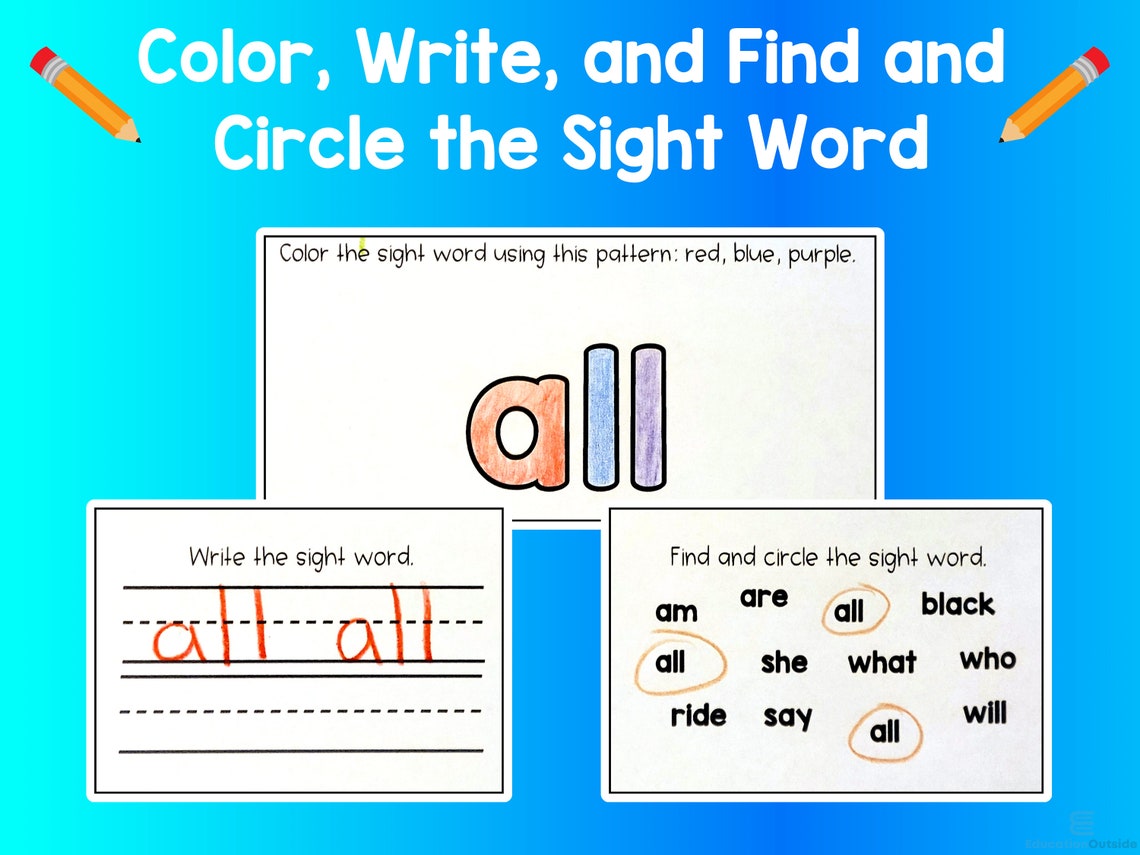 52 PAGES | Dolch Sight Words | Coloring Worksheets | Homeschool ...